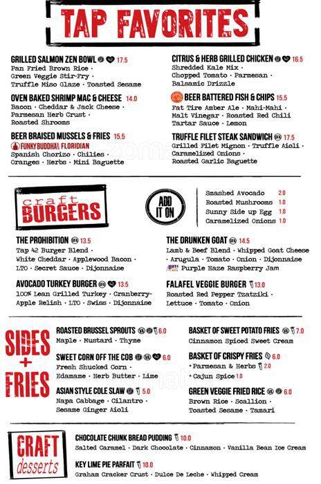 Menu at Tap42 Gables pub & bar, Coral Gables