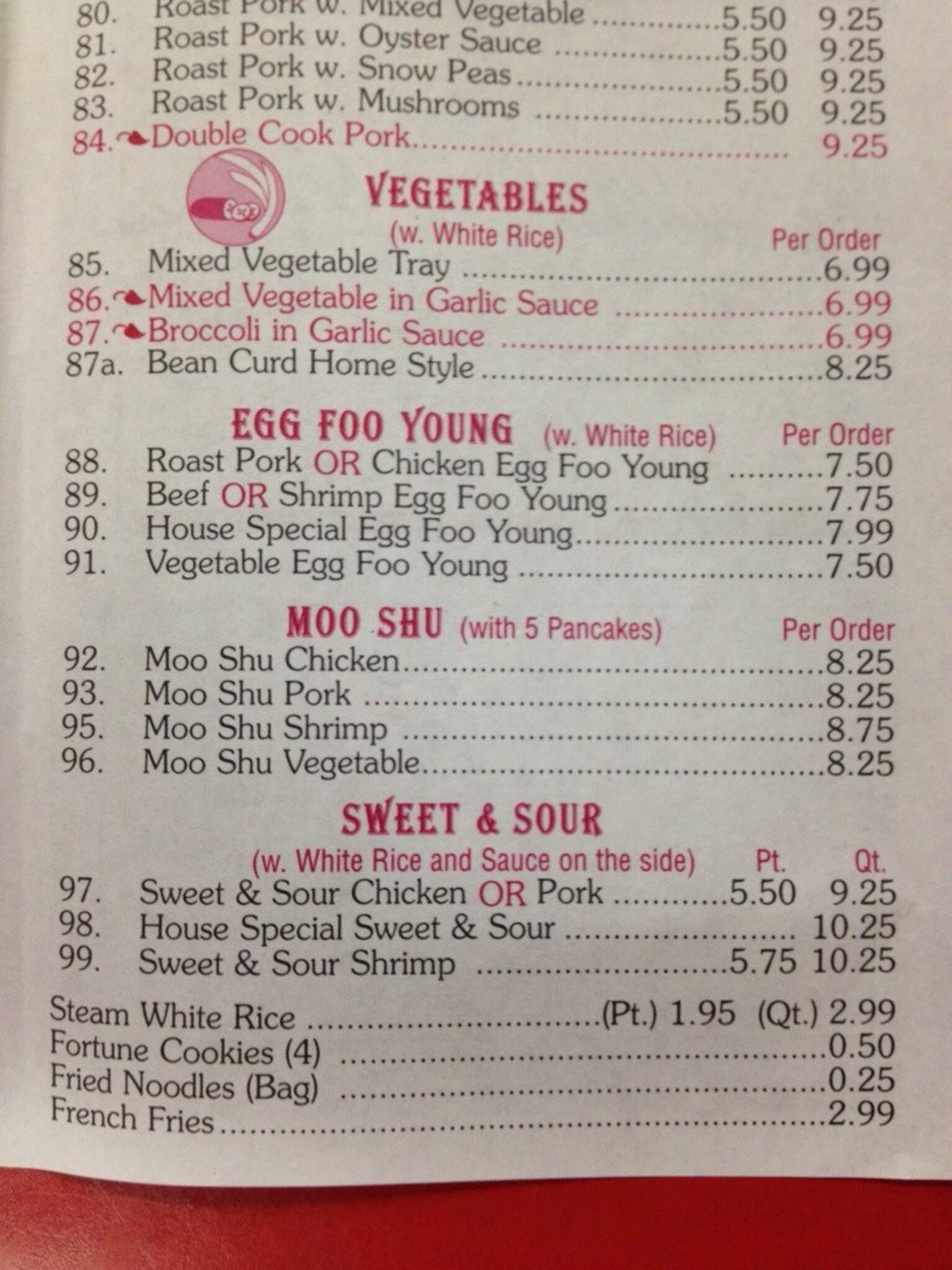 Menu at China Chen restaurant, Sun City Center