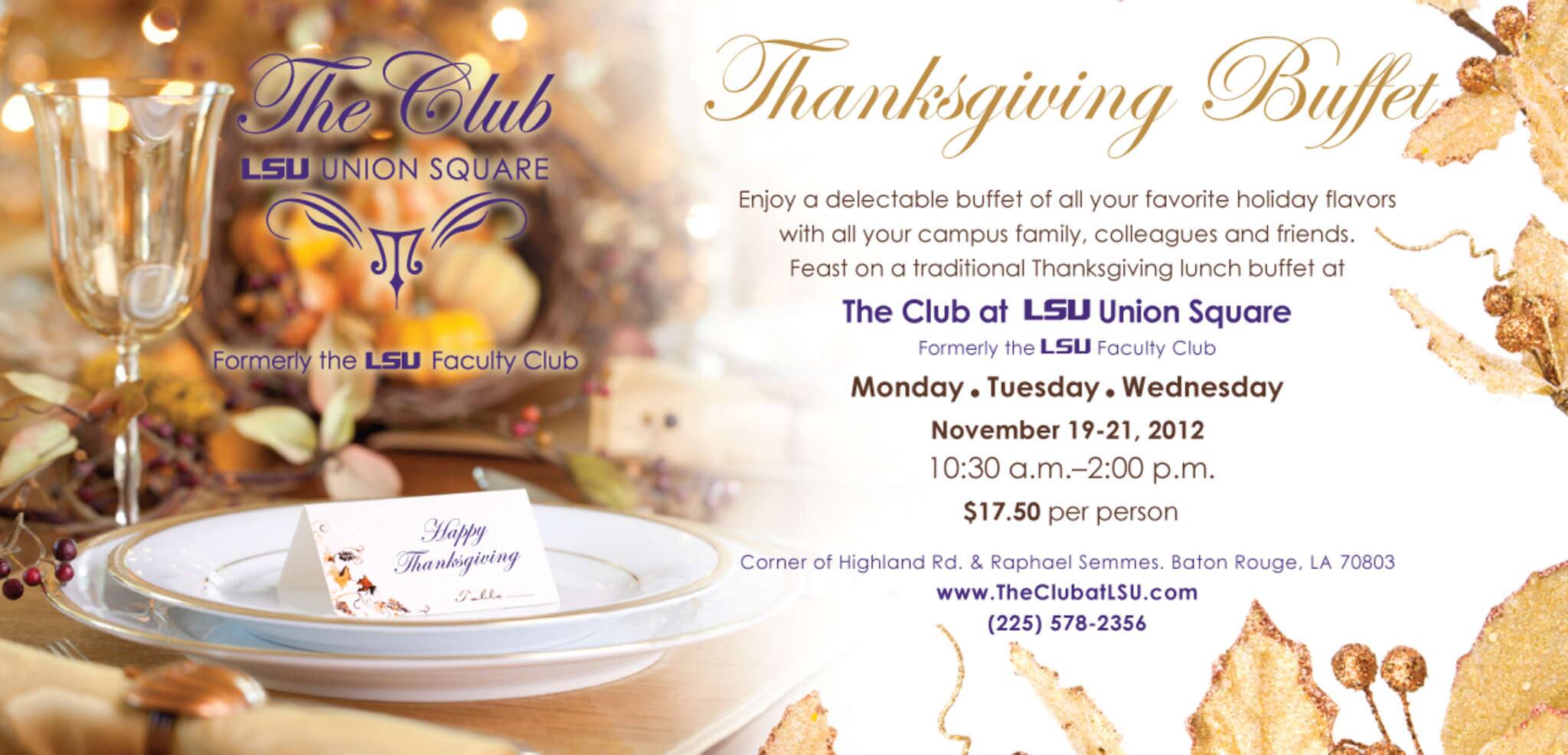 Menu at LSU Club at Union Square, Baton Rouge, 2 Raphael Semmes Rd