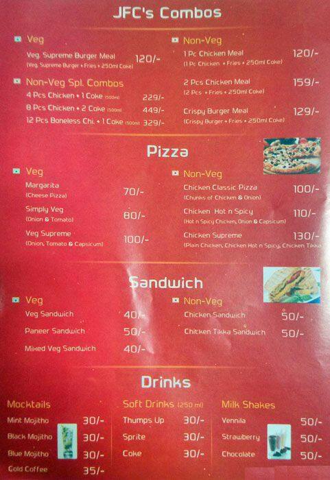 Menu at JFC Crispy Fried Chicken, Secunderabad