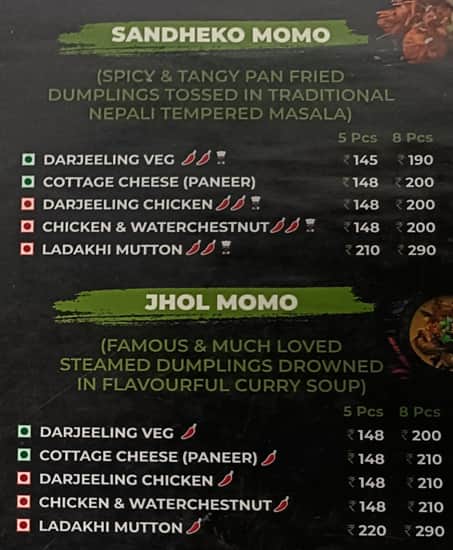 Menu at Momo King, New Delhi, S-41