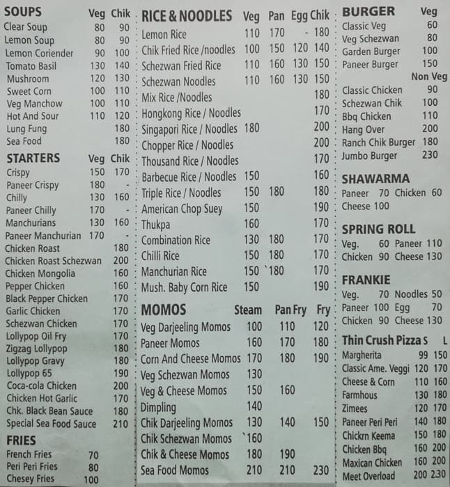 Menu of Chefu's Creation, Chembur, Mumbai