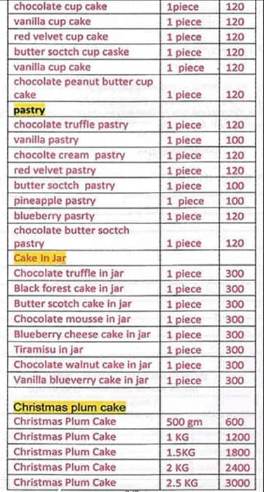 Menu at Cake Point, Gurugram, G-3