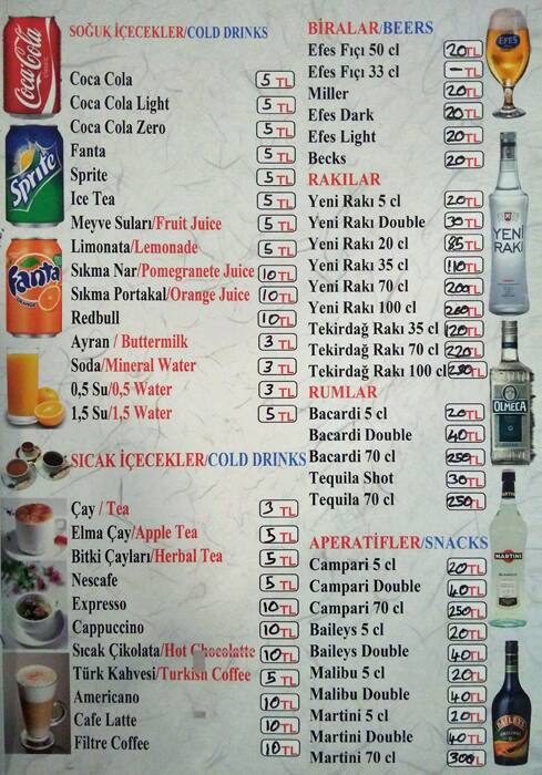 Menu at Emek Saray Restaurant, Istanbul, Galeria Laleli