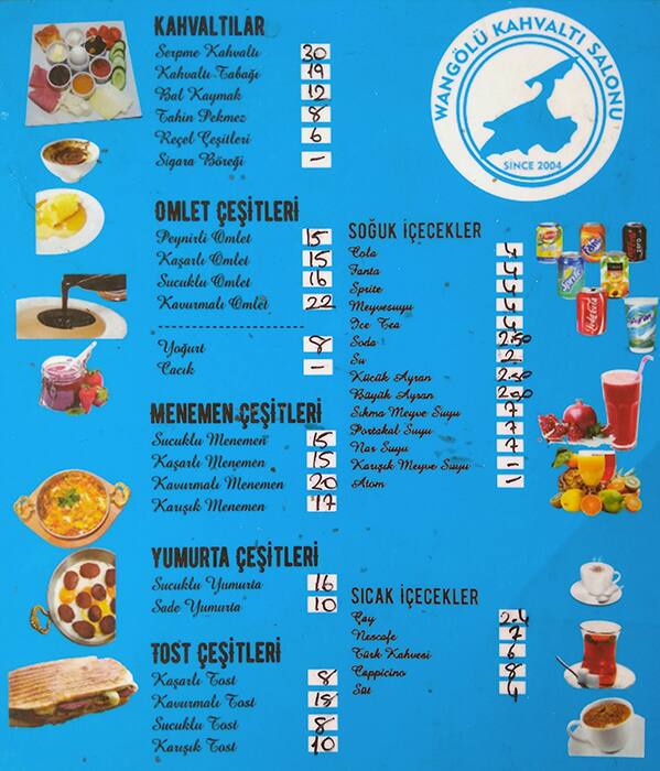 Menu at Lake Van Breakfast Room, Istanbul
