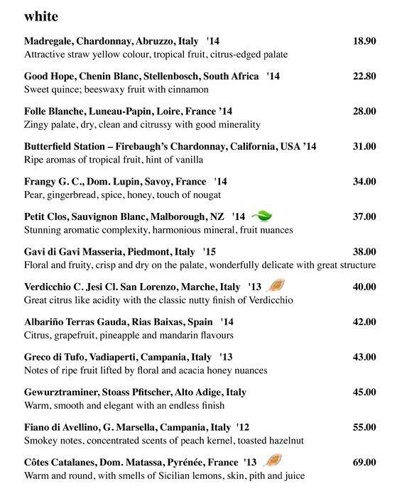 Menu at Twist Connubio pub & bar, London