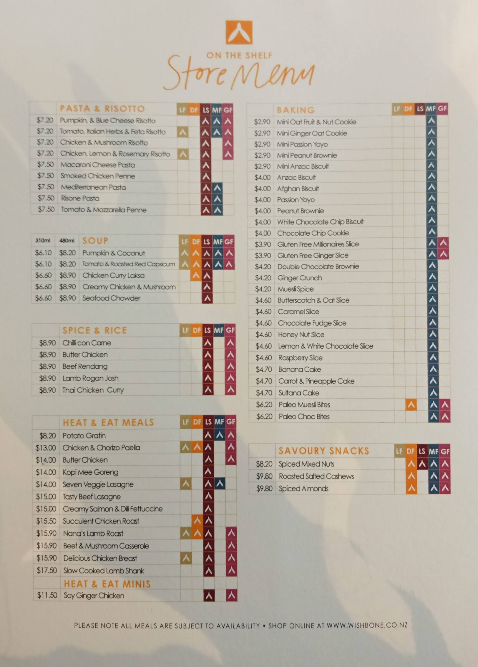 Menu at Wishbone - Ko Awatea cafe, Auckland, 55 Middlemore Cres