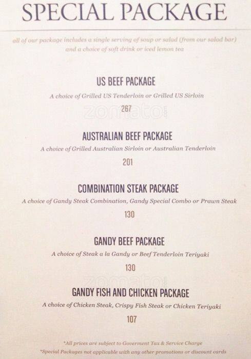 Menu at Gandy Steak Kelapa Gading restaurant, North Jakarta, Jl ...