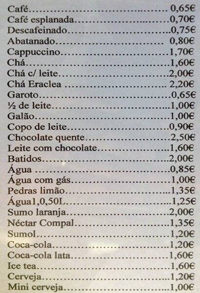 Menu at Pastelaria Gregorio restaurant, Sintra, Avenida Dom Francisco ...