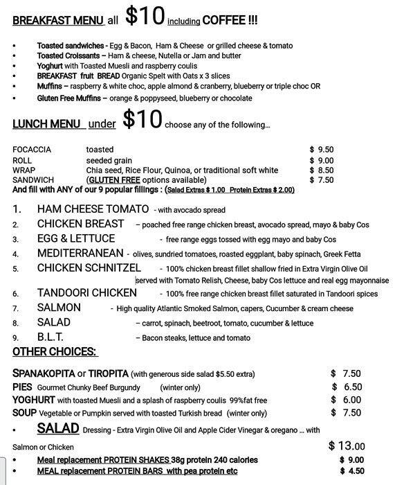 Menu at red deli cafe, Heidelberg, Unit 1/31 Burgundy St