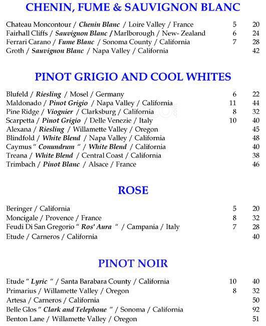 Menu at Canyon Grille restaurant, Lakeway