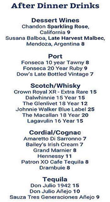 Menu at Canyon Grille restaurant, Lakeway