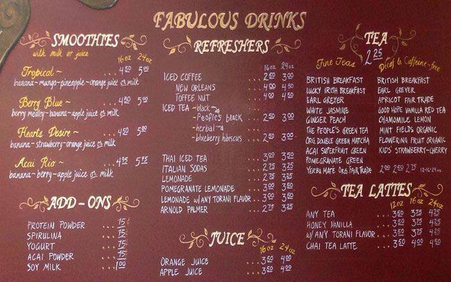 Menu at The Coffee Roastery cafe, San Anselmo, 701 San Anselmo Ave
