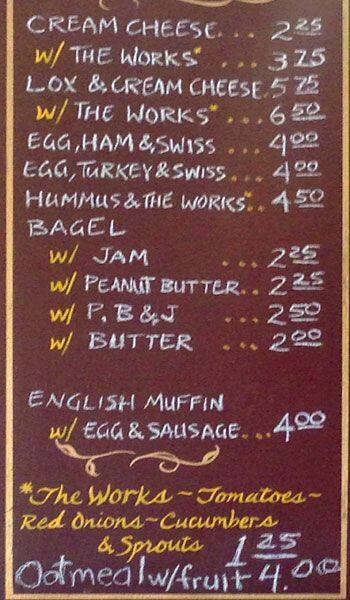 Menu at The Coffee Roastery cafe, San Anselmo, 701 San Anselmo Ave