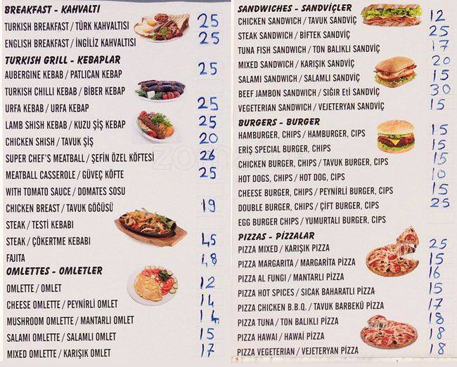 Menu at Deniz Beach Restaurant, Bodrum