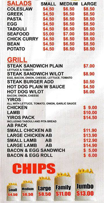 Menu at Mount Barker Corner Takeaway, Mount Barker