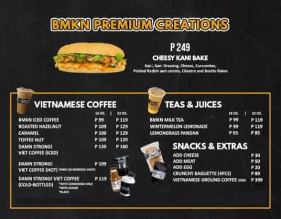 Menu at Banh Mi Kitchen restaurant, Taguig, SM Supermarket