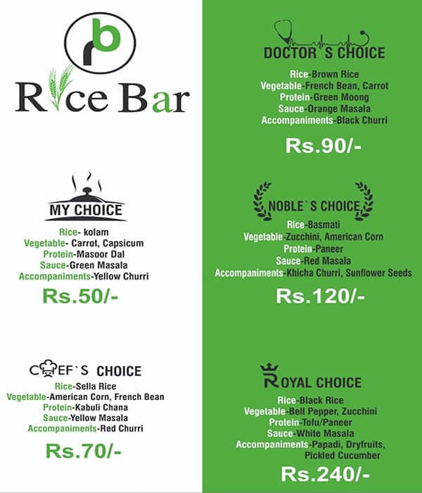 Menu of Rice Bar, Parel, Mumbai