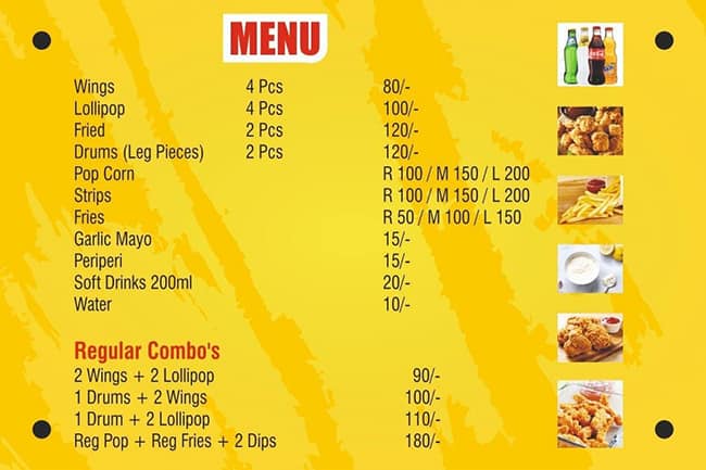 Menu of Just Chicken, Kukatpally, Hyderabad