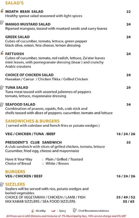 Menu at Kovalam Restaurant, Dubai