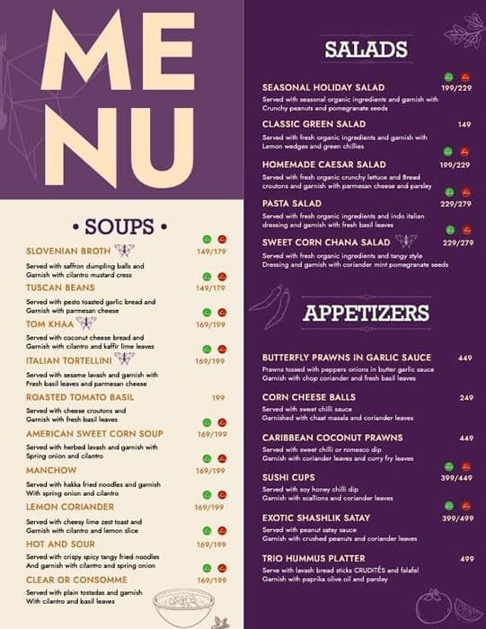 Menu of Purple Butterfly All Day Eatery & Bar, Airoli, Navi Mumbai