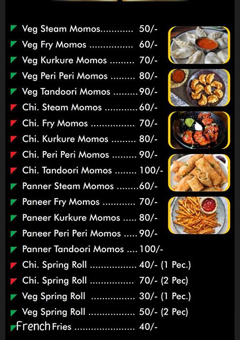 Menu of The Momos, Parvati, Pune