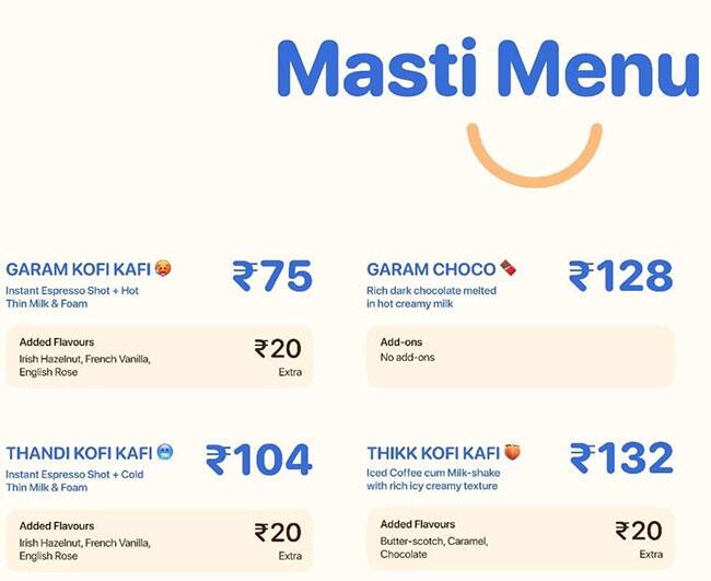 Menu of Kofi Kafi, Pitampura, New Delhi