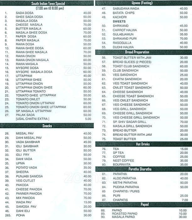 Hotel Shiv Sagar Menu, Menu for Hotel Shiv Sagar, Worli, Mumbai - Zomato