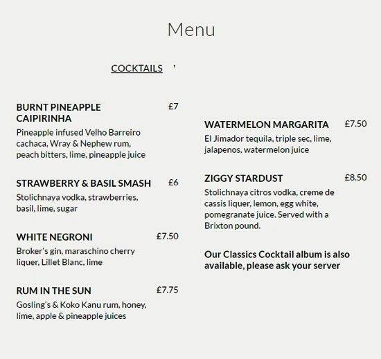 Menu at Three Eight Four pub & bar, London