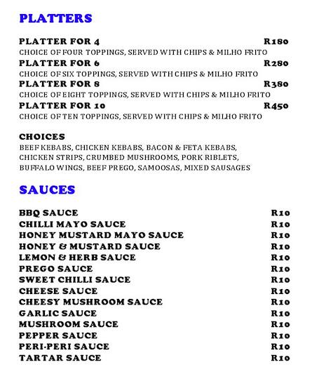 Menu at Boa Vida Cafe, Boksburg