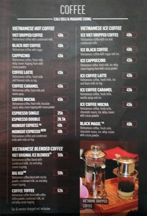 Carta del restaurante Madame Ching ( Sampoerna Strategic ), South Jakarta