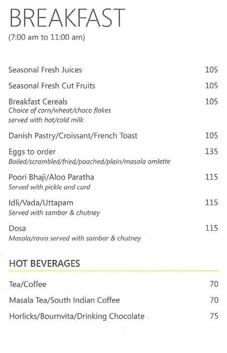 Tulips - Hotel GreenPark Menu, Menu for Tulips - Hotel GreenPark ...