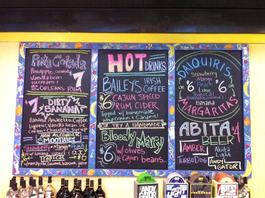 Menu at The Organic Banana pub & bar, New Orleans