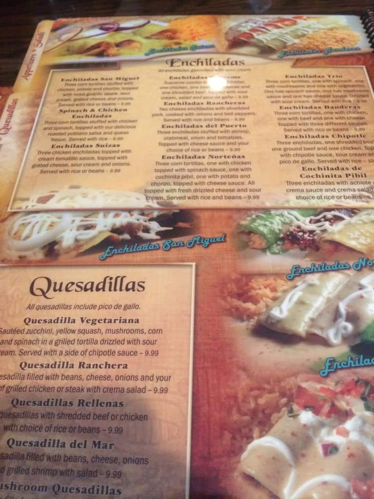 Menu at Plaza Azteca restaurant, Kill Devil Hills, S Croatan Hwy