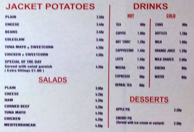 Menu at Bubble & Squeak Cafe, London, 47 Stafford Rd