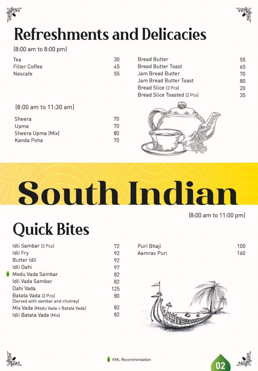 Menu of Kirti Mahal Legacy Since 1938, Parel, Mumbai
