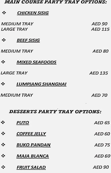 Menu at HARI NG Lechon Manok cafeteria, Abu Dhabi