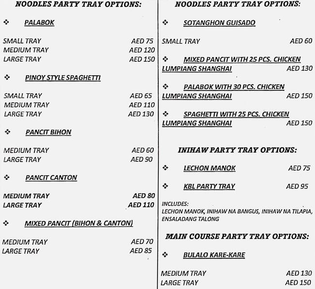 Menu at HARI NG Lechon Manok cafeteria, Abu Dhabi