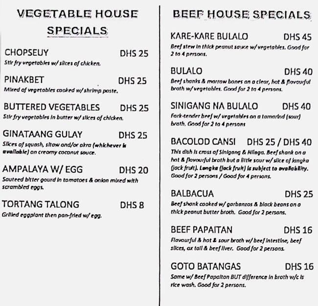 Menu at HARI NG Lechon Manok cafeteria, Abu Dhabi