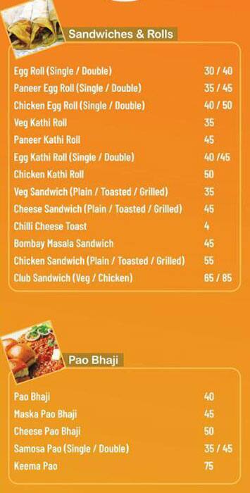 Menu at Tappus' Street Food Express, Patna