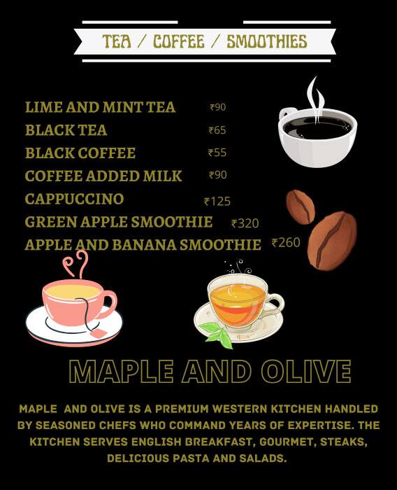 Menu at Maple and Olive, Bengaluru, No 60