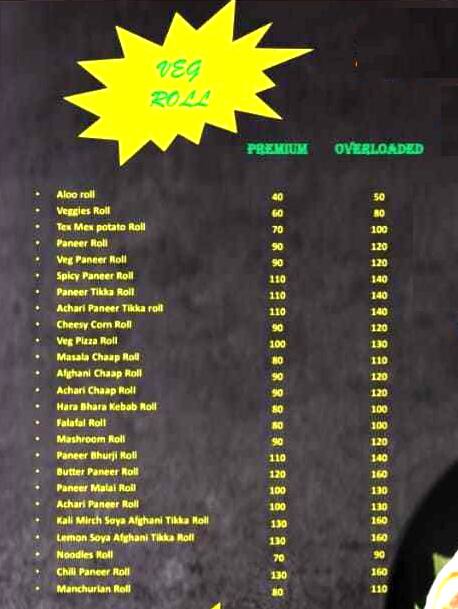 Menu of Roll Excel, Sector 70, Mohali