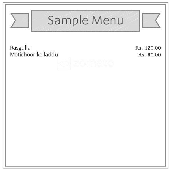 Menu of Ratan Sweets, Karol Bagh, New Delhi