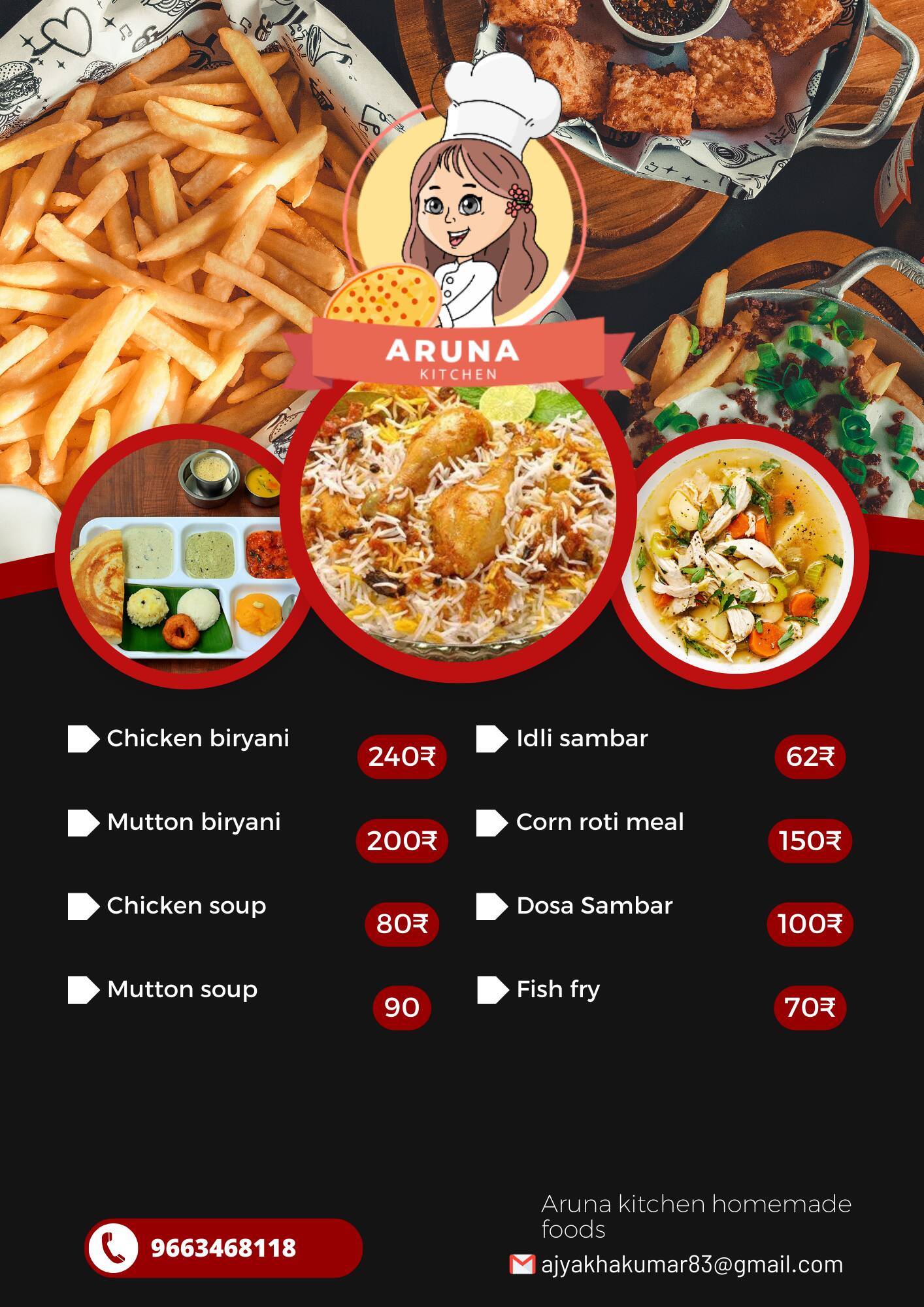 Menu of Aruna Kitchen, Bommanahalli, Bangalore