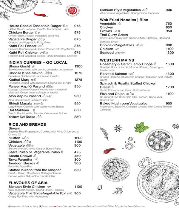 Menu at The Living Room - The Westin Sohna Resort & Spa, Gurugram