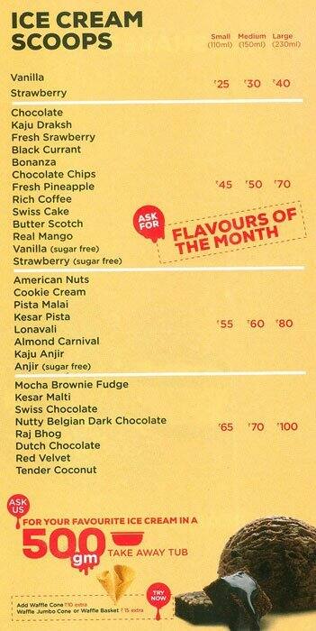 Havmor Ice Cream Menu,Menú para Havmor Ice Cream, Jogeshwari, Mumbai ...