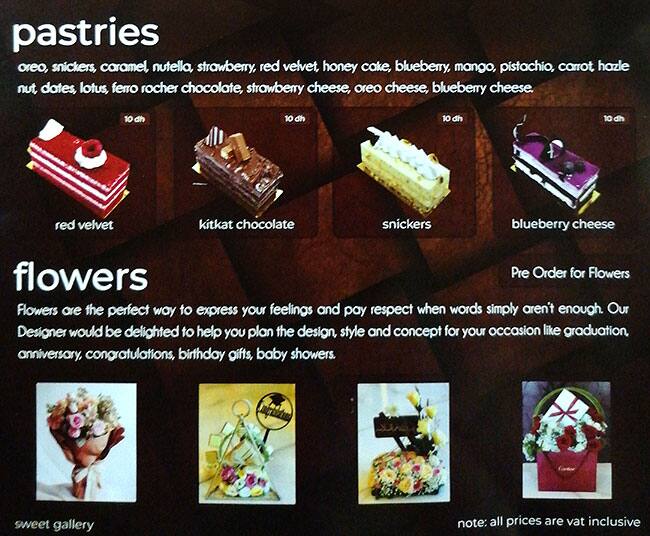 Menu at Sweet Gallery desserts, Abu Dhabi