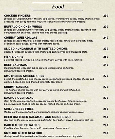 Menu at En Route Distillery pub & bar, Quezon City