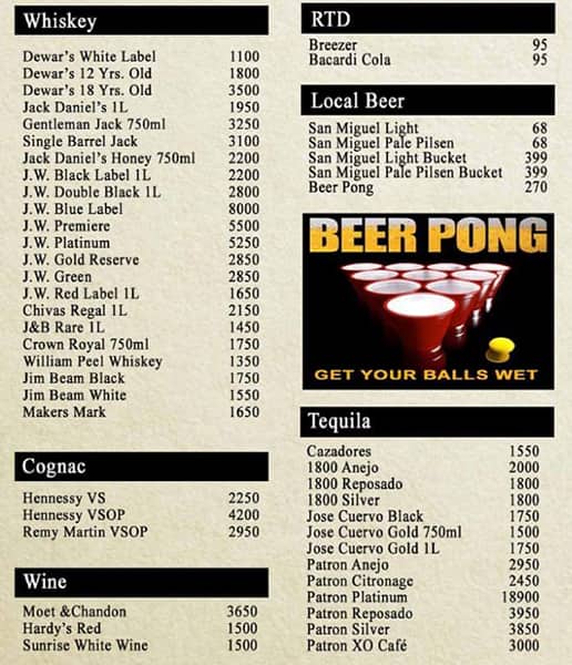 Menu at En Route Distillery pub & bar, Quezon City