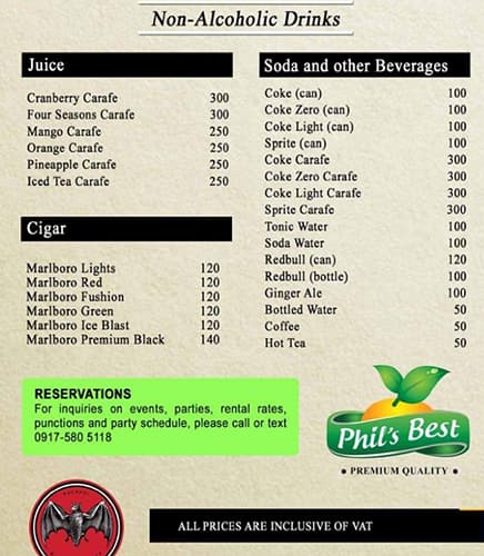 Menu at En Route Distillery pub & bar, Quezon City